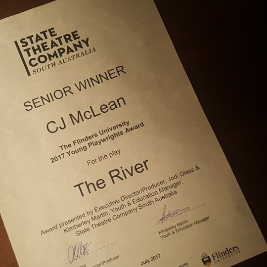 WINNER: 2017 State Theatre Company Young Playwrights Award – Callum McLean